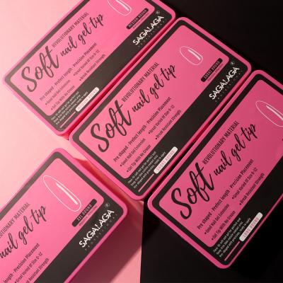 China Long French Coffin Soft Gel X Nail Extension Tips Clear Full Cover Coffin Shape Nail Tips Box 500pc PVC Box Carton Box for sale