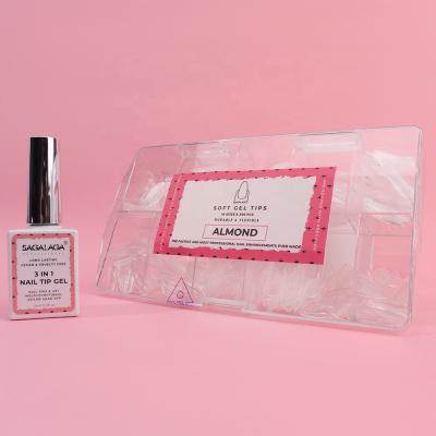 China Customized Long Square Pre-Shaped Soft Gel Nail Extension Tips for Press On Nails 12 Size and Easy to Remove Material for sale