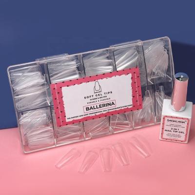 China 500pcs Soft Gel Almond Coffin Nail Extension Tips SAGALAGA's Top Choice for Press on Nails in Bulk by SAGALAGA for sale