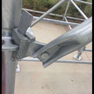 中国 Q235/Q355 材料 カップロック 脚手 敷設器 熱浸し 振動式 リングロック 脚手 システム 販売のため