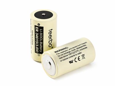 China ER34615 Li-SOCl₂ Battery 3.6V Primary Lithium Battery with 10-15 Years Shelf Life and Wide Temperature Range for Smart Meters and IoT Sensors for sale