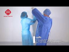 SMMMS Surgical Gown Roud Adhesive On BeltTape  Book Folding Knittd Navy Blue