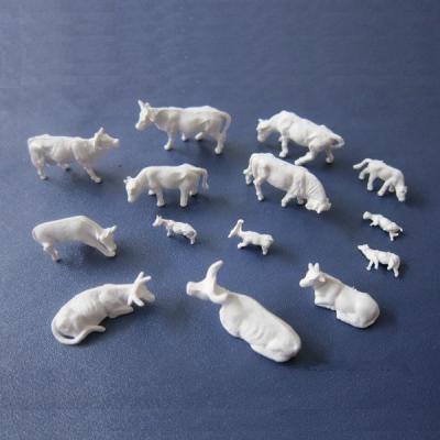 China 1:87 unpainted cattle,model animal,Ho white plastic cow,model material,white cattle,HO cow animals for sale