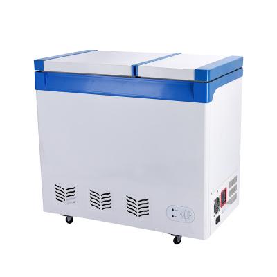 Cina 12V Solar System Walk 200L 12V Solar Power Double Temperature Chest Freezer /Deep Freezer BCD-208 in vendita