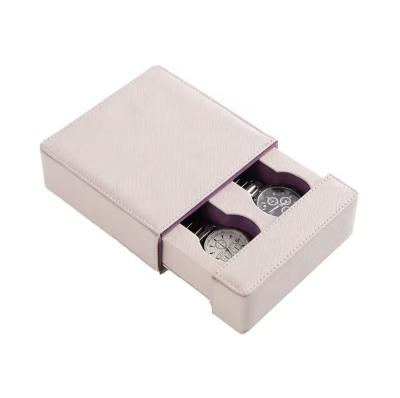 China Luxury High End Slip In 2 Slot Organizer Case Practical Portable Watch Box PU Leather for sale