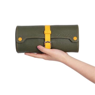 China Customized Nappa Leather Watch Case Wrist Jewelry Storage Roll Box Organizer 3 Case for sale