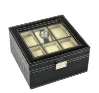 China Handmade PU Leather Watch Display Box 2 Layer 6 Grids Customized Size for sale
