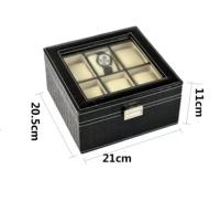 China Handmade PU Leather Watch Display Box 2 Layer 6 Grids Customized Size for sale