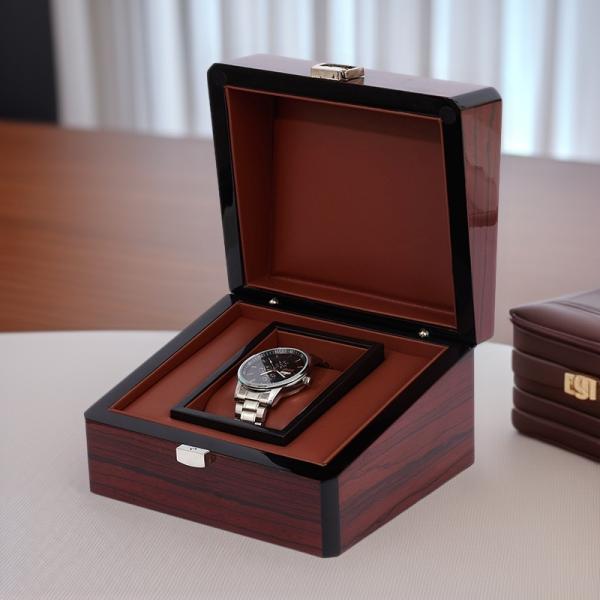 Quality Piano Lacquer Wooden Watch Jewelry Box Leather Storage Display Organizer Case for sale