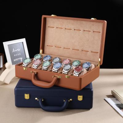 China Deluxe Leather 12 Slot Watch Storage Briefcase Jewelry Collection Display Gift Box for sale
