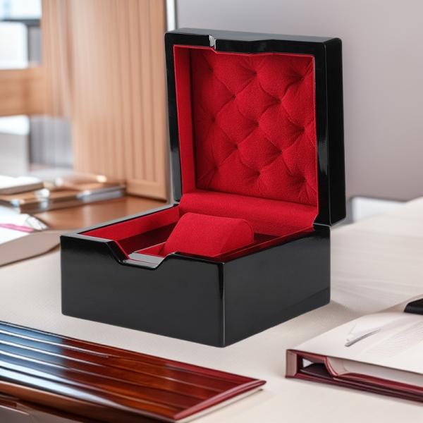 Quality Sleek Rectangular PU Watch Box Window Display Jewelry Packaging Storage Gift Case for sale