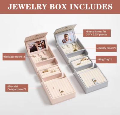 China Vegan Leather Jewel Case Necklace Ring Storage Bag Portable Luxury Foldable Custom Logo for sale