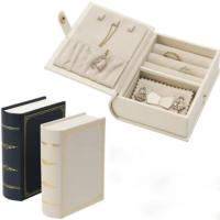 Quality Luxury Leather Travel Jewelry Case Portable Travel Book Shape Jewelry Packaging for sale