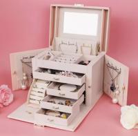 Quality Large Capacity PU Leather Jewelry Boxes With Mirror Custom Logo for sale