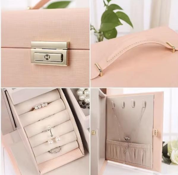 Quality Large Capacity PU Leather Jewelry Boxes With Mirror Custom Logo for sale