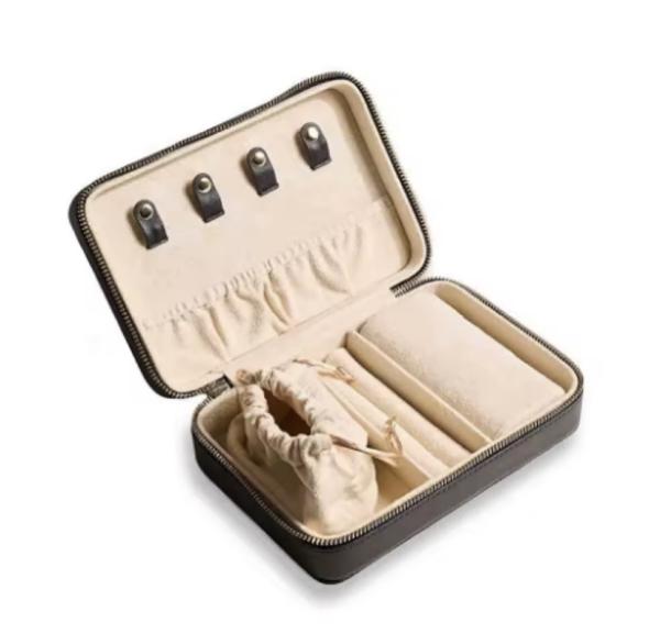 Quality Custom Luxury Leather Jewelry Boxes Organizer Zipper Jewelry Travel Case For Women for sale