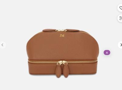 China OEM Double Layer Leather Makeup Organizer Bag Jewelry Storage Case Personalized Design for sale