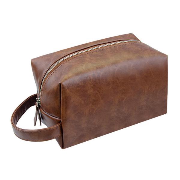 Quality Large Capacity PU Leather Toiletry Bag Men Women Leather Travel Organizer Bag for sale