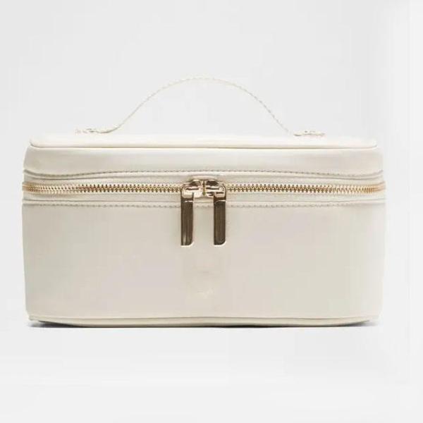Quality Portable Vegan Leather Cosmetic Cases With Top Handle Double Zipper Custom Logo for sale