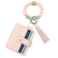 Quality Stylish Artificial Leather Card Holders Ladies Business Card Wallet With Keyring for sale