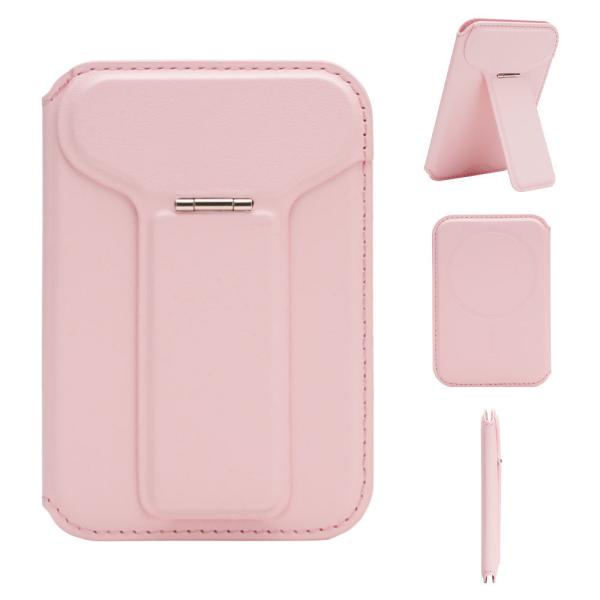 Quality Custom Size PU Leather Magnetic Card Holder Wallet With Phone Bracket Stand for sale