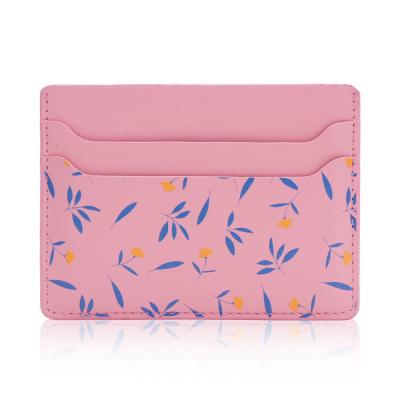 China Minimalist Design PU Leather Business Card Holder Wallet Men Women Custom Pattern for sale