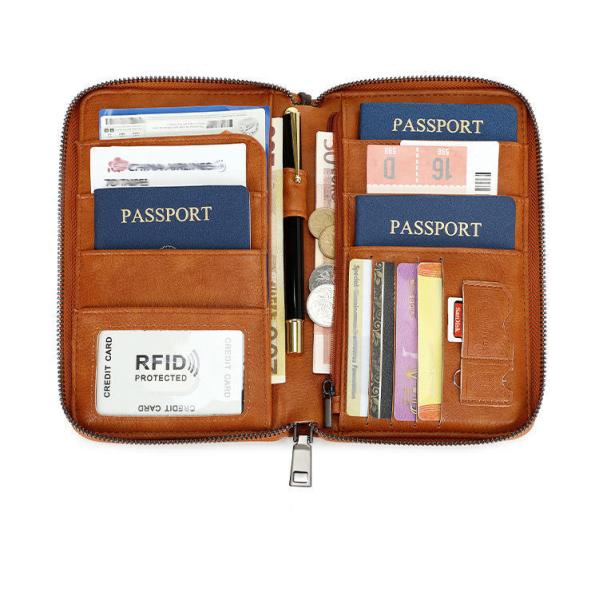 Quality Slim Vegan Leather Passport Cover Multifunctional Ticket Organizer With Wrist Strap for sale