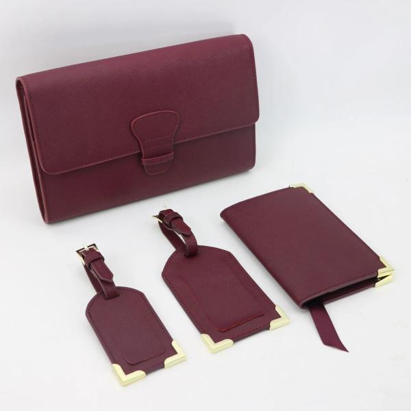 Quality OEM PU Saffiano Leather Monogrammed Passport Case Travel Long Wallet Collection Kits for sale