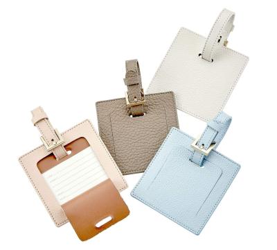 China Waterproof Genuine Leather Luggage ID Tags Custom Color Square Shape OEM Size for sale