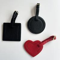 Quality Luxury Leather Luggage Labels Personalised Unisex Round Heart Name Id Tags for sale
