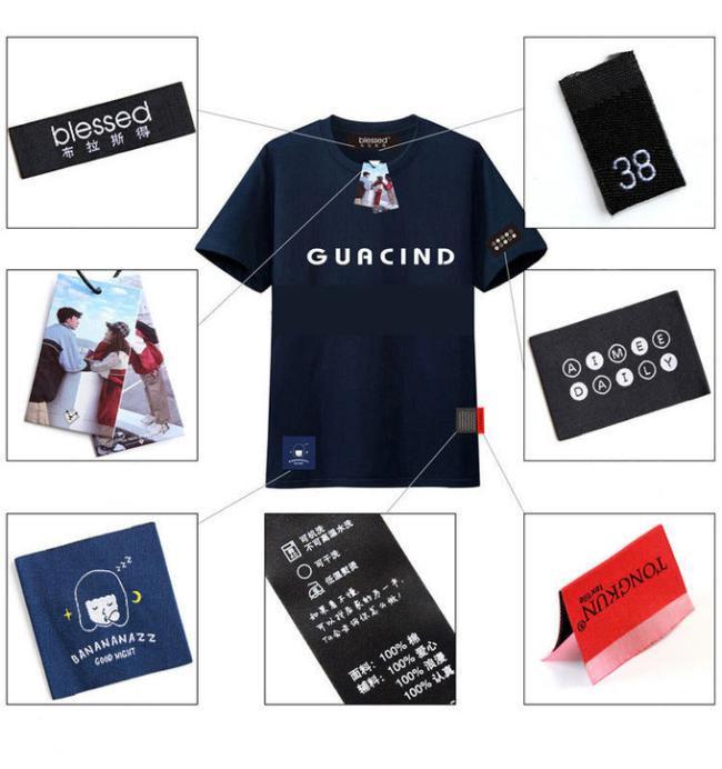 Le etichette tessute su ordinazione ad alta densità del collo etichetta la camicia Logo Fabric Labels For Hats principale 3