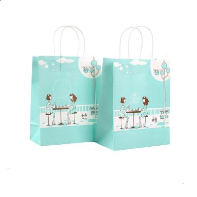 China Custom Printed White Kraft Paper Shopping Bags With Twisted Paper Handle for sale