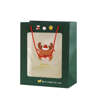 China Custom Printed Paper Carrier Bags With Clear Window For Christmas Gift for sale
