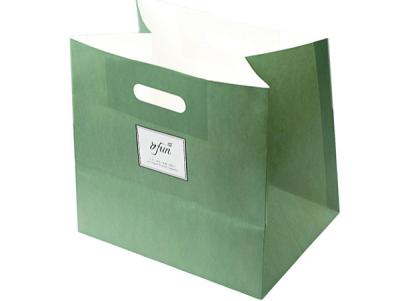 China Custom Printed Colored Paper Lunch Bags With Die Cutting Handles Factory for sale