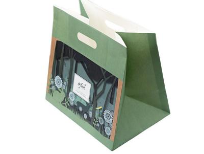 China Custom Printed Colored Paper Lunch Bags With Die Cutting Handles Factory for sale