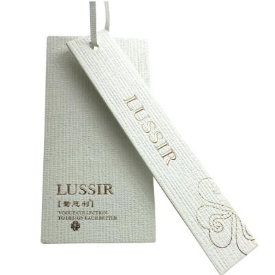 China Custom Recycled Paper Cardstock Hang Tags Paper Label Tags With Grosgrain String for sale