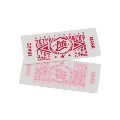 China Custom Woven Printed Garment Labels Cotton Woven Labels For Clothing Supplier for sale