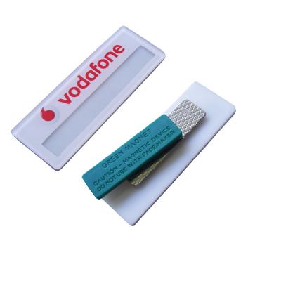 China Custom Acrylic Name Badges Magnetic Employee Name Tags With Insert Name Paper Window for sale
