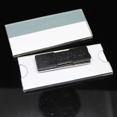 China Clear Acrylic Magnetic Name Badge Holders With Insert Paper Transparent Company Name Tags for sale