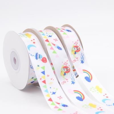 China Custom Multicolor Printed Satin Ribbon by the yard Full-Color Logo Ribbons Manufacturer for sale