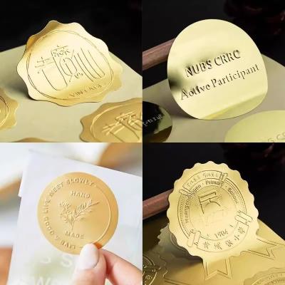 China Adesivos personalizados com impressão em foil dourado, etiquetas metálicas em relevo e adesivos metálicos personalizados à venda