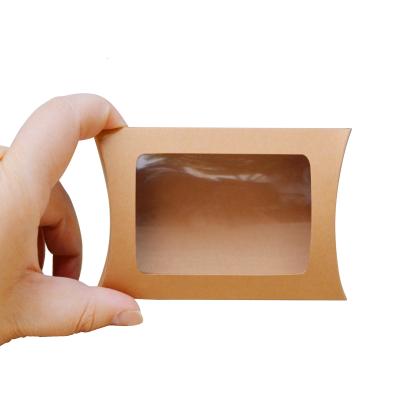 China Custom Printed Kraft Paper Pillow Boxes with Window – Eco-Friendly Packaging for Gifts & Retail for sale