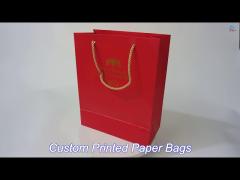 promotional custom printed red paper bags gift package with cotton handle rope