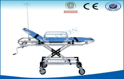 China Hospital Ambulance Stretcher Trolley , Rise-And-Fall Emergency Bed for sale