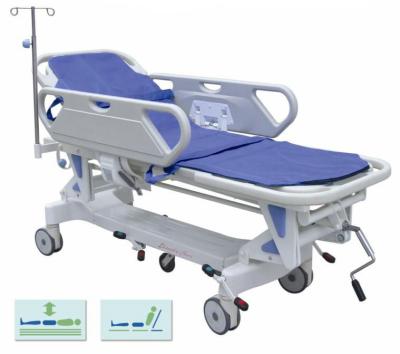 China Height Adjustable Mechanical Hospital Disabled Patient Transfer Trolley for sale