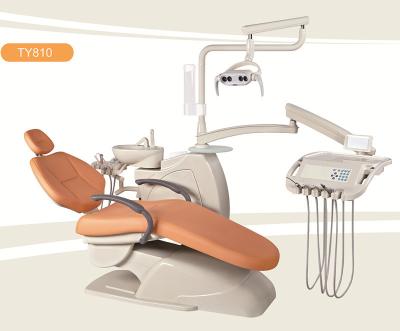 China Orange Comfortable Portable Dental Chair Unit With Tissue Box for sale