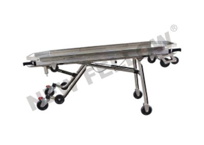 China Stainless Steel Automatic Loading Funeral Stretcher Trolley with Telescopic Handles for sale