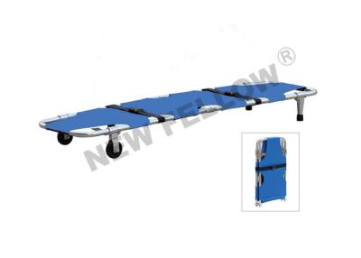 China Hospital Aluminum Emergency Folding Stretcher Ambulance Stretcher Trolley With 2pcs Belts for sale
