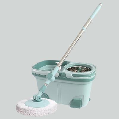 China 8.5L Stainless Steel Basket Rotating Mop And Bucket Set Microfiber Spinning Mop Tornado Cleaning Mop for sale
