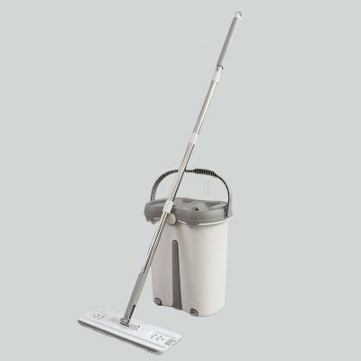 China Hands Free Flat Floor Mop And Bucket With Wringer Set Wet And Dry Use Home Floor Cleaning System for sale